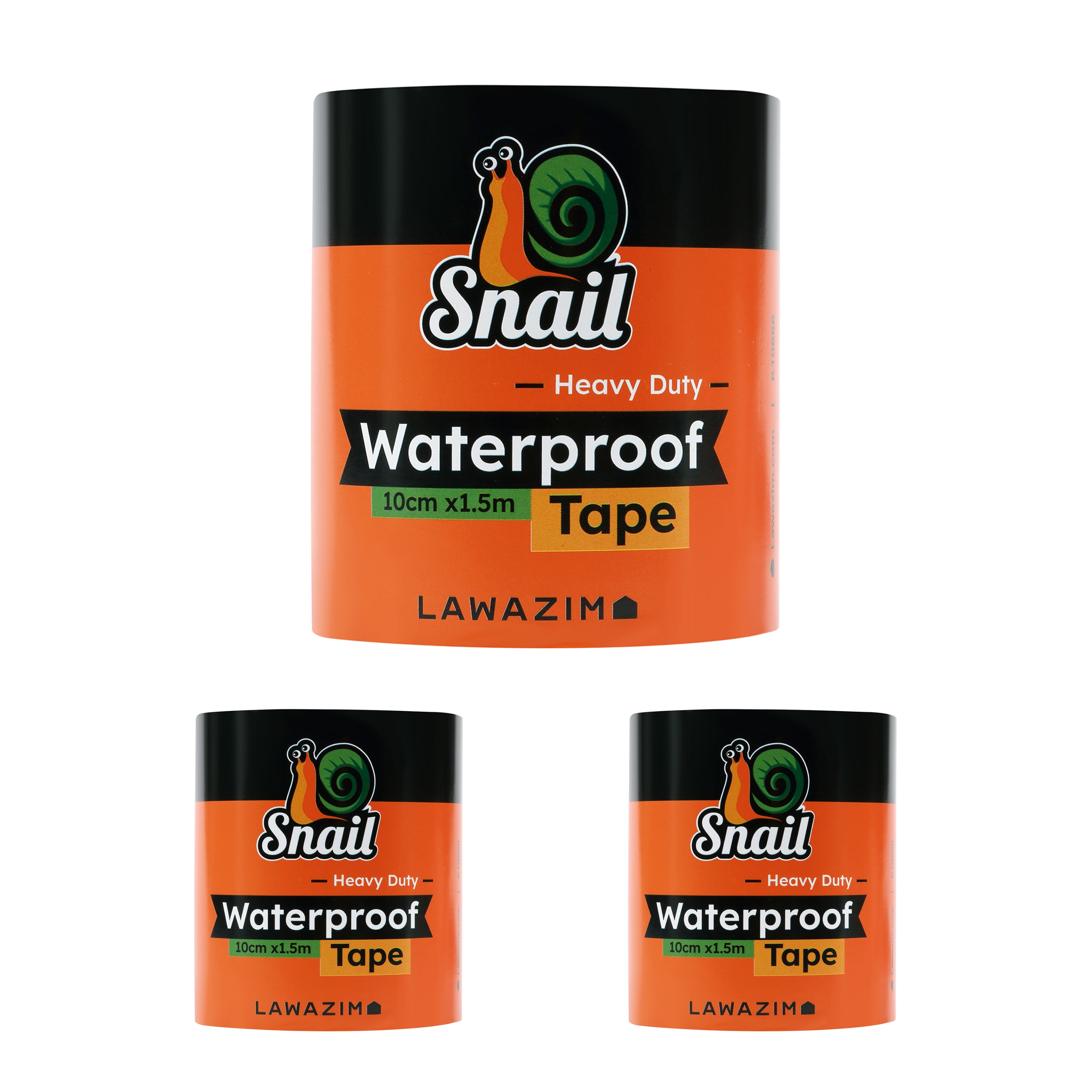 Snail Heavy Duty Waterproof Tape - Set of 3 Black Utility Tape for Ind ...
