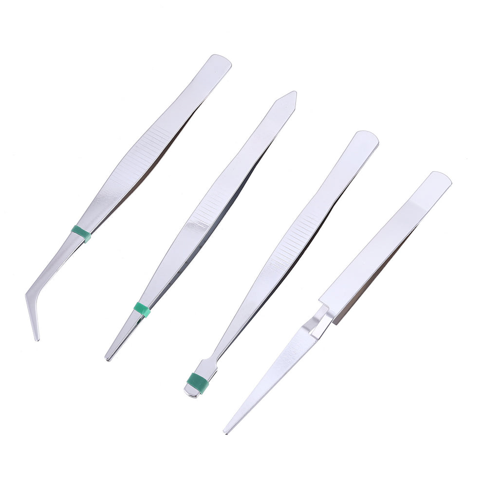 Tweezer Set - 4 Pieces - Precision Non-slip Tweezers for Eyebrow Groom ...