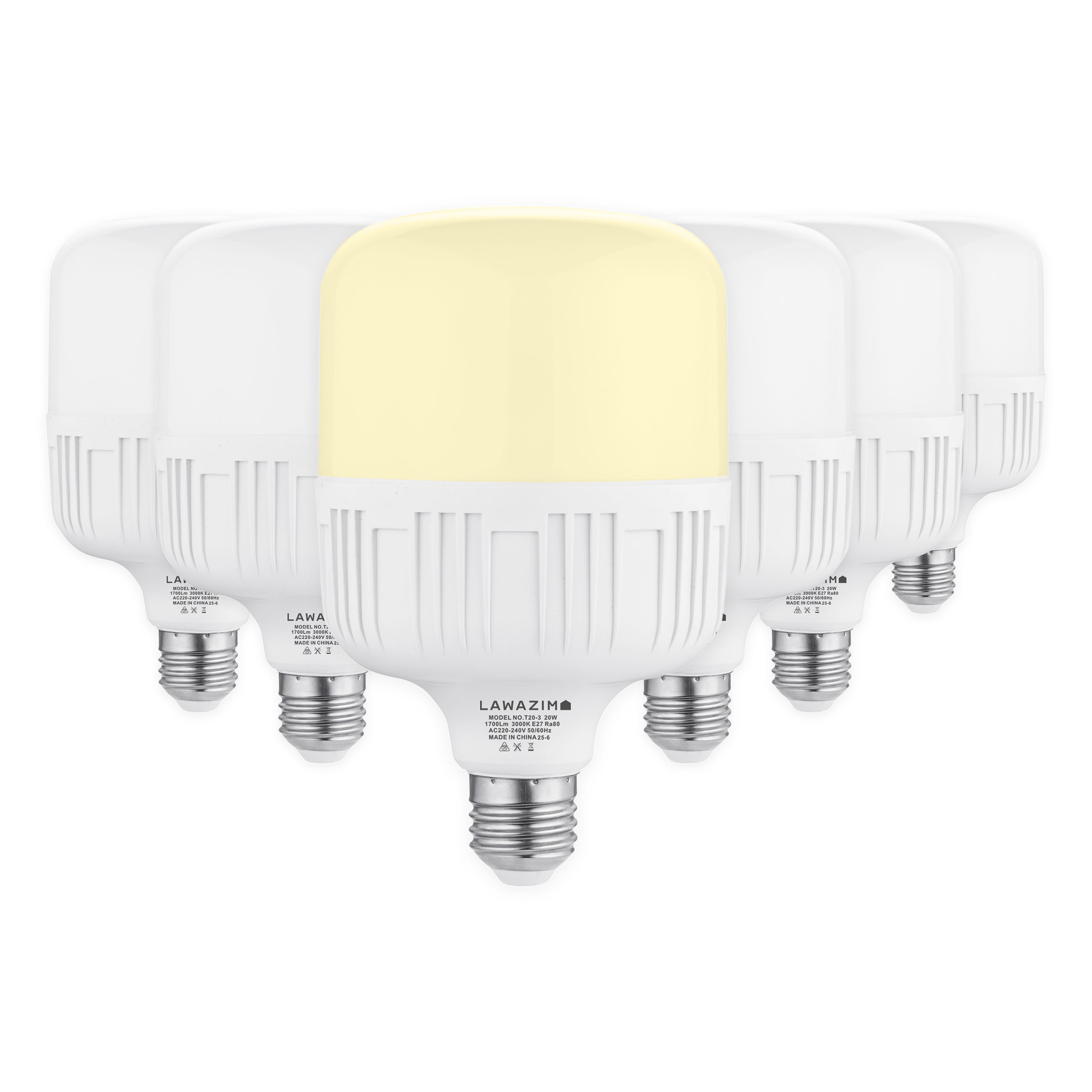 20W LED Bulb T100 E27 - 6 Pack - Jumbo 120W Equivalent T-Shape Bulb fo ...