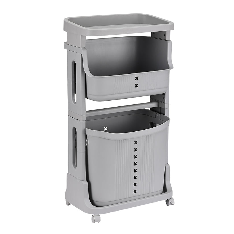 Plastic Laundry Basket - 2 Tier - Rolling Laundry Hamper for Clothing ...